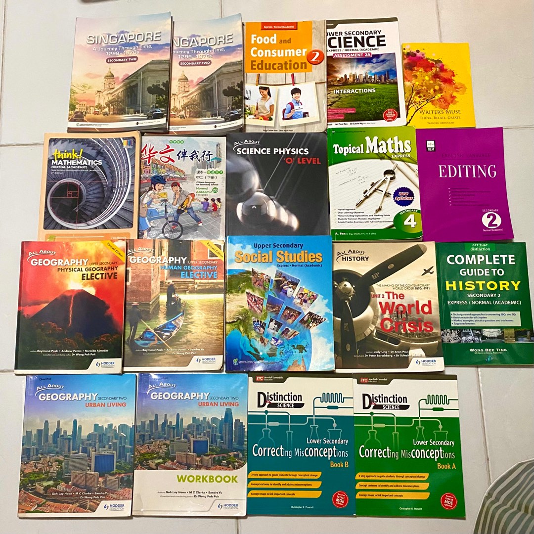Secondary school textbooks (Sec 2, 3, 4) Chemistry, Math, Geography ...