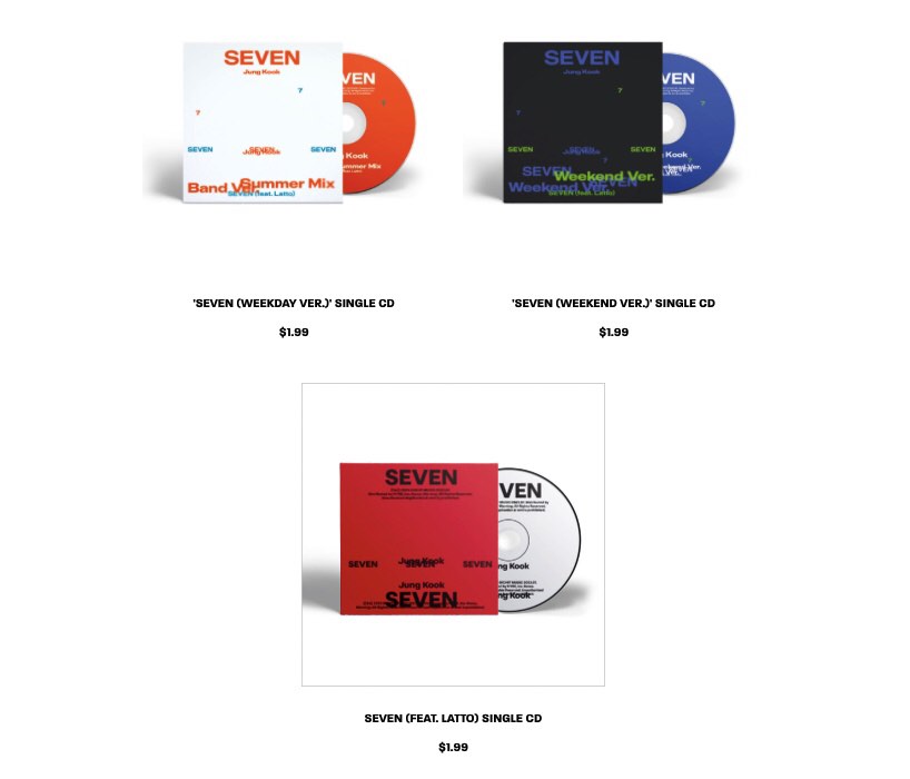 (Secured) BTS Jung Kook Seven single cd version Original / Weekday ...