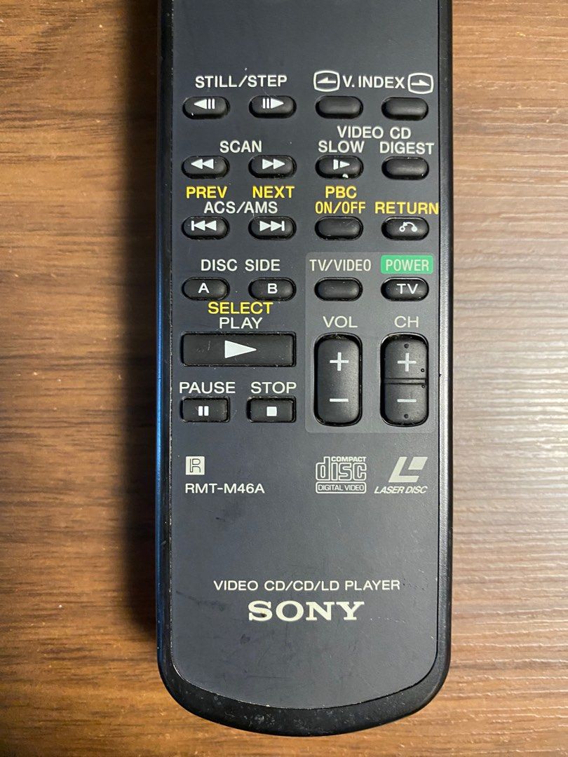 SONY LD CD VCD 機 遙控器 Remote Control RMT-M46A, 家庭電器, 電視 & 其他娛樂, 電視組件及配件 - Carousell