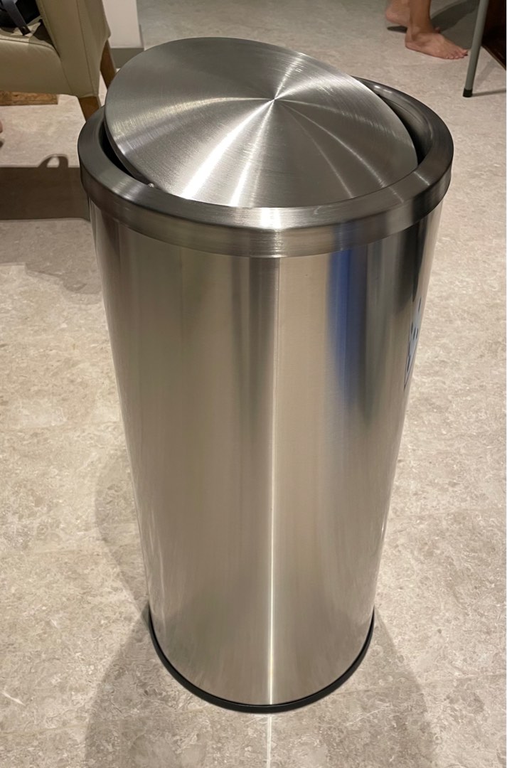Stainless Steel Swing Top Tall Bin, Furniture & Home Living, Cleaning ...