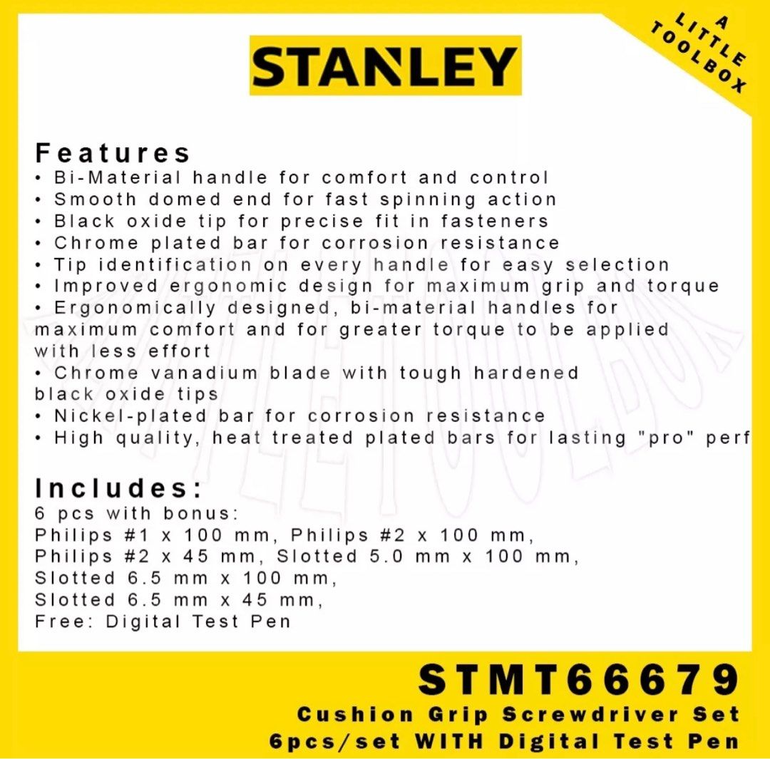 Stanley Screwdriver Set with Free Digital Test Pen 6pcs/Set【STMT66679 ...