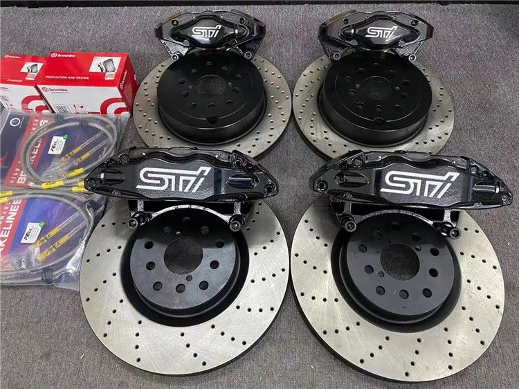 sti brake calipers modified black B gold B original bit upgrade Subaru ...