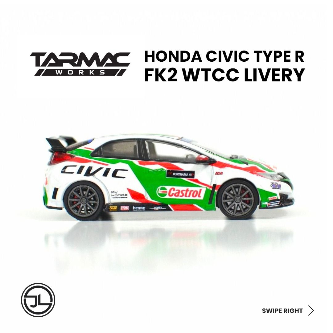 Tarmac Works 1/64 Castrol Honda Civic Type R FK2 WTCC Livery, Hobbies & Toys, Toys & Games on ...