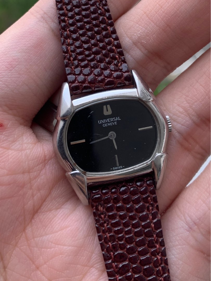 (Unique) Universal Geneve hexagon case black dial, Women's Fashion, Watches & Accessories ...