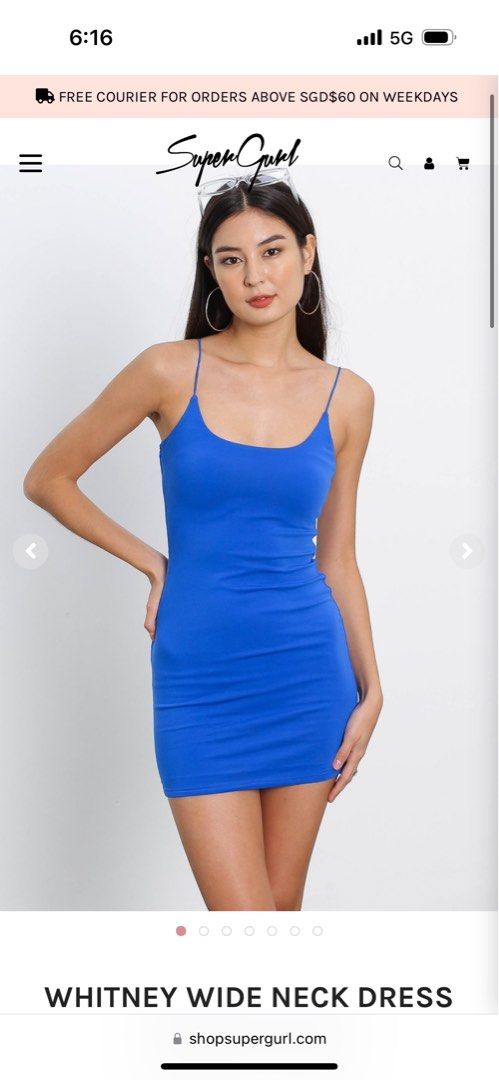 WHITNEY WIDE NECK DRESS (COBALT BLUE), Women's Fashion, Dresses & Sets ...