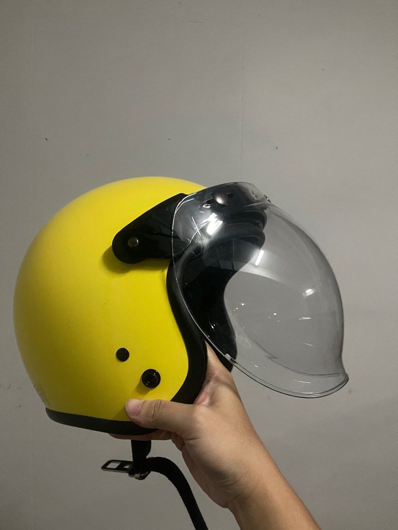 Yellow Motorcycle Retro Helmet with visor, Motorcycles, Motorcycle ...