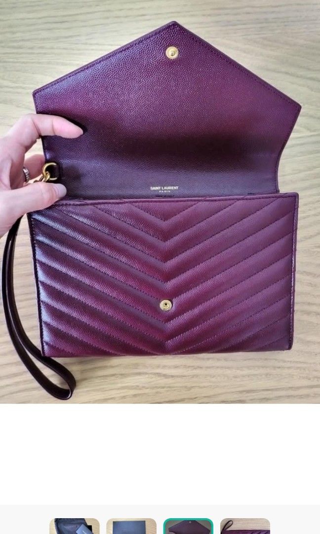 YSL Pouch Mono Grain De Poudre Rouge Legion, Women's Fashion, Bags ...