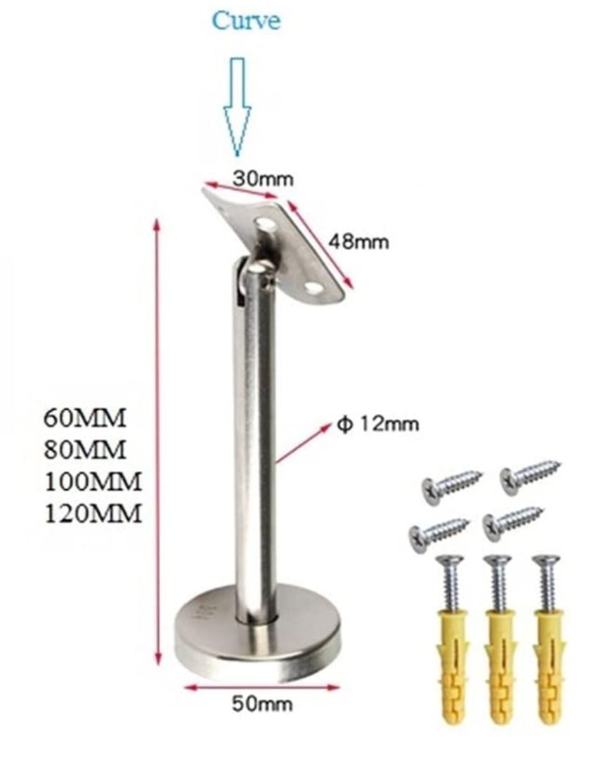 304 Stainless Steel Handrail Wall Mount Straight Vertical Post Support ...
