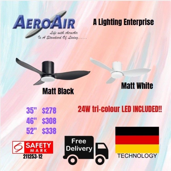 Aeroair Ceiling Fan Hugger Series AA335, Furniture & Home Living ...