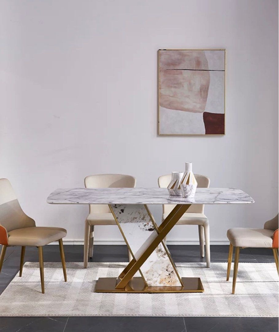 ATIYA Natural Marble Dining Table, Furniture & Home Living, Furniture ...