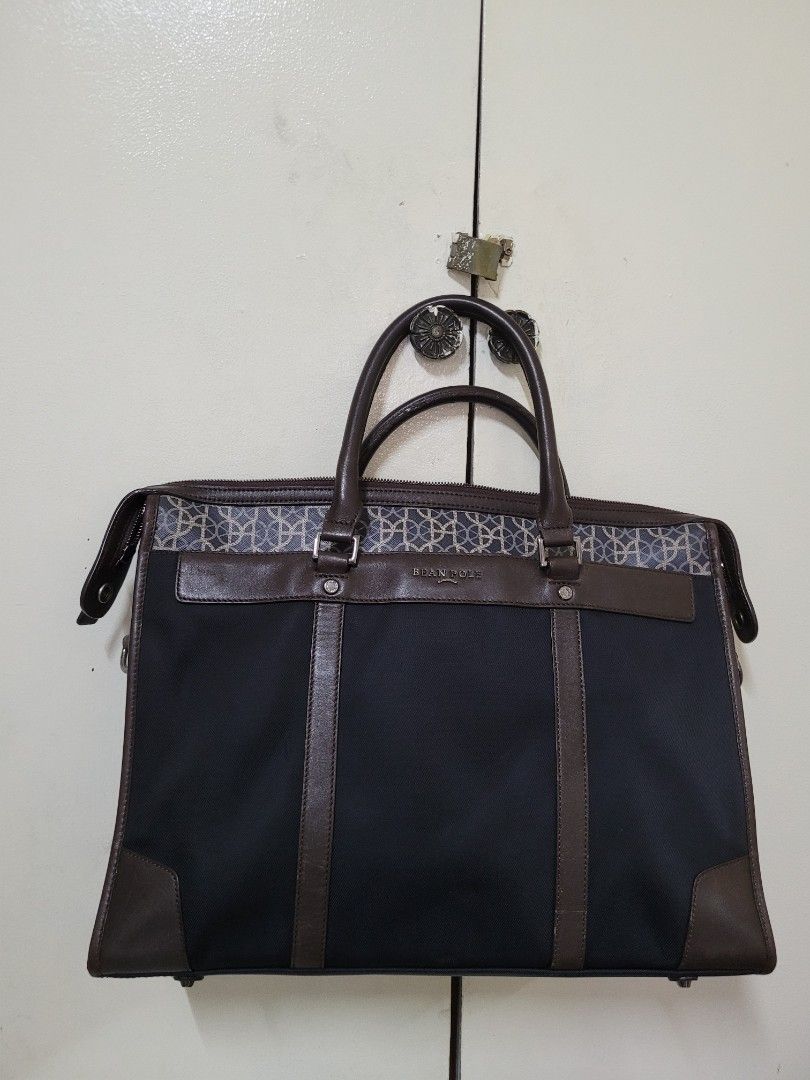 Auth BEANPOLE leather, canvas and nylon document laptop office bag on ...