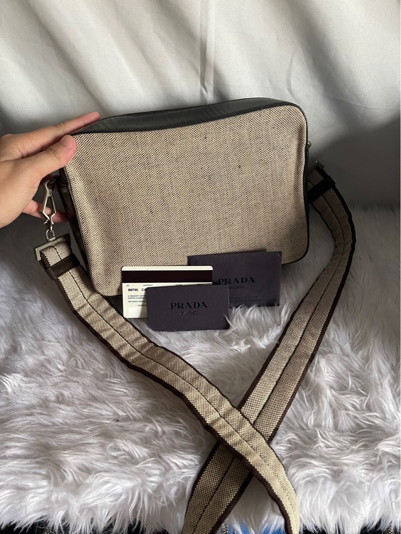 Auth Prada Canapa Sling, Luxury, Bags & Wallets on Carousell