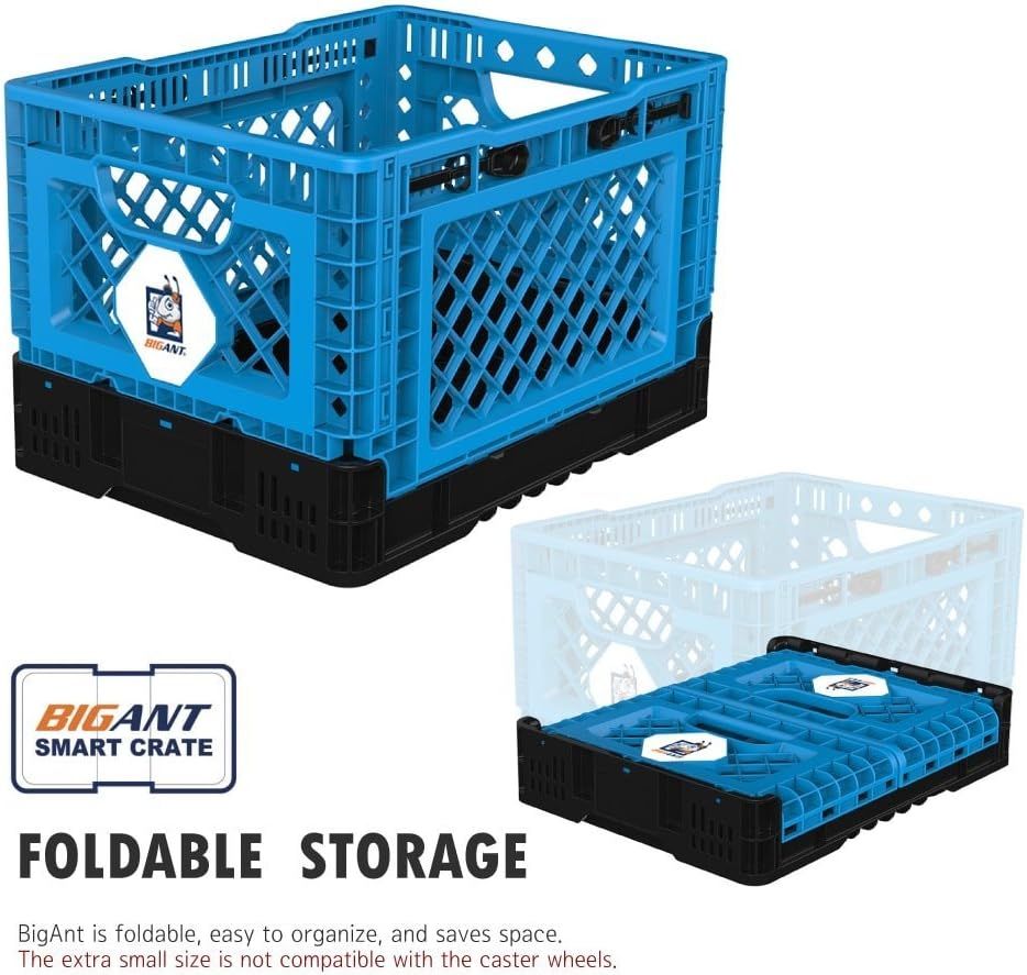 BIGANT Heavy Duty Collapsible & Stackable Plastic Milk Crate - IP403026 ...