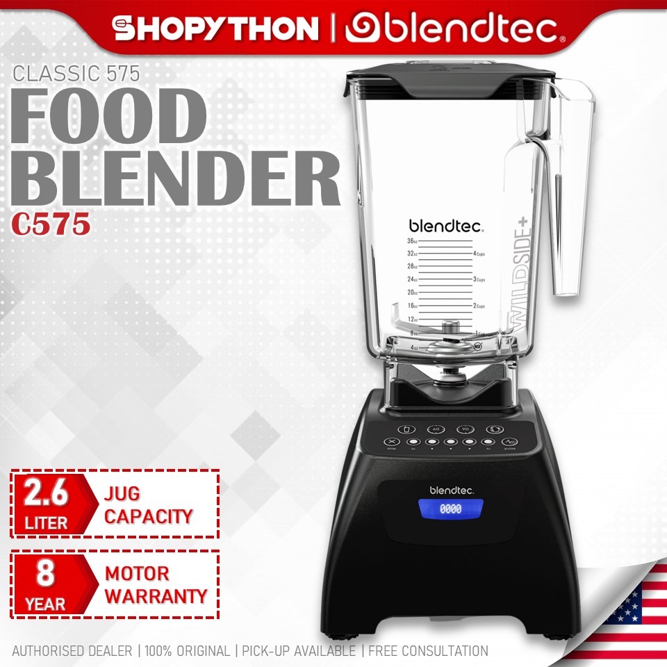BLENDTEC Classic 575 Blender C575 - Black (2.6L/1560w) Wildside+ Jar 3. ...