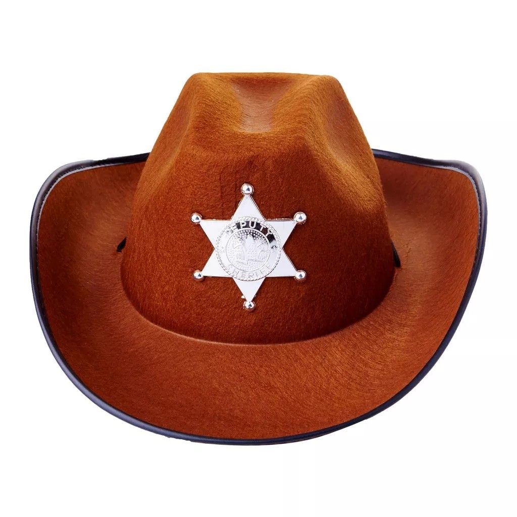 Brown Cowboy Sheriff Hat Halloween dress up cosplay police Sheriff Hat ...