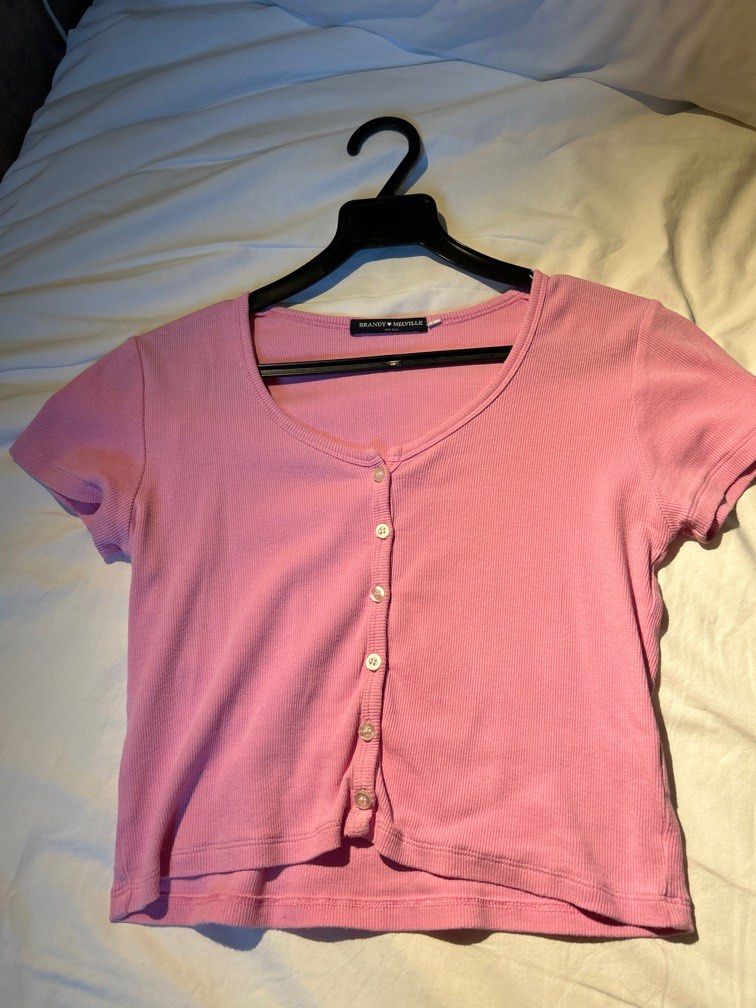 Bubble gum pink brandy Melville zelly top, Women's Fashion, Tops ...