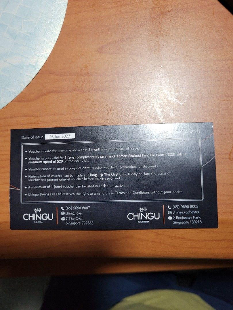 Chingu @ The Oval, Seafood Pancake Dining Voucher worth $20, Tickets ...