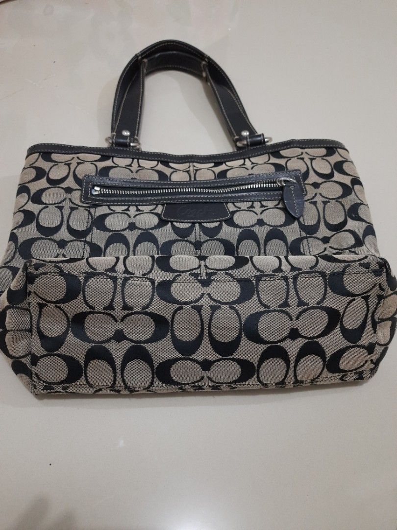 Coach vintage signature kulit mix canvas, Fesyen Wanita, Tas & Dompet ...
