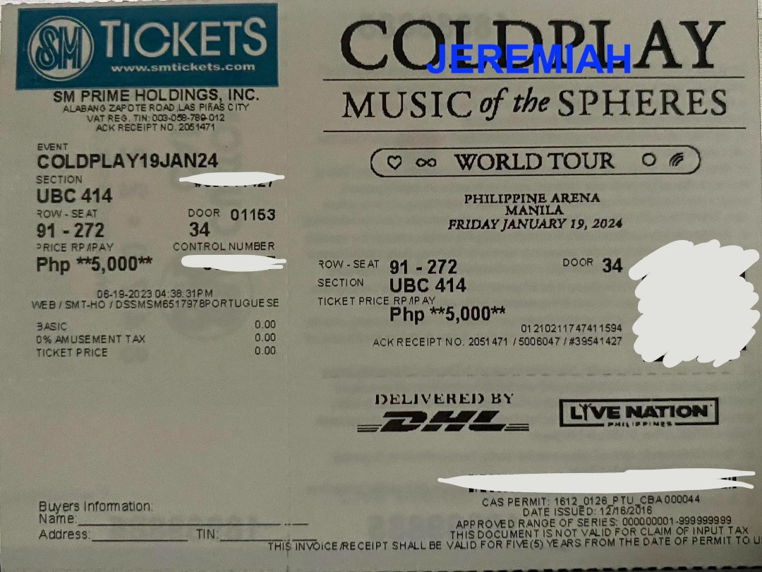 Coldplay Ticket - Day 1, Tickets & Vouchers, Event Tickets on Carousell