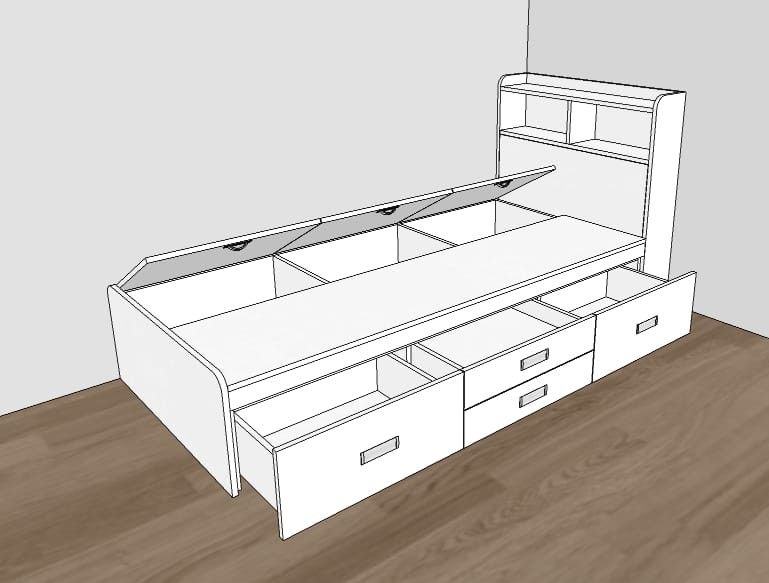 Custom storage bed, Furniture & Home Living, Furniture, Bed Frames ...