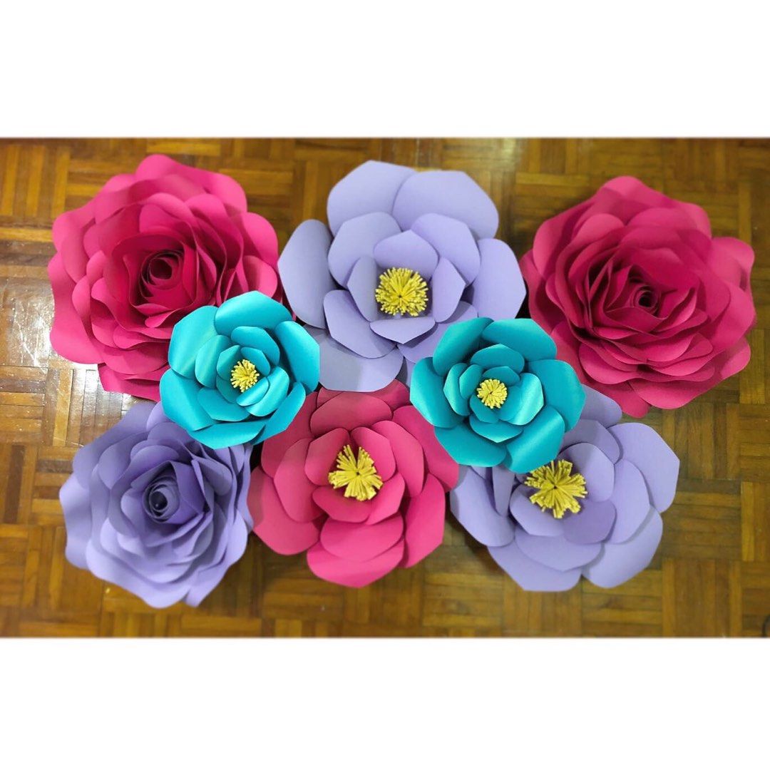 Customised Paper Flower Birthday Backdrop Decor, Hobbies & Toys ...