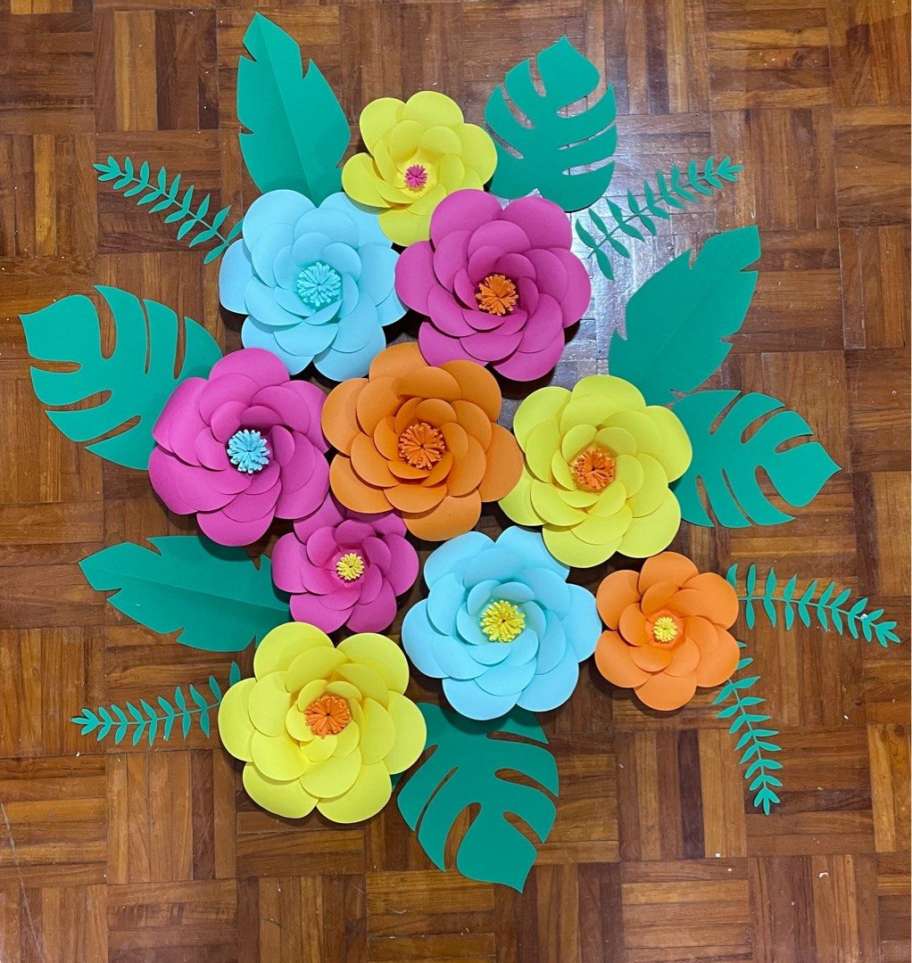 Customised Paper Flower Birthday Backdrop Decor, Hobbies & Toys ...