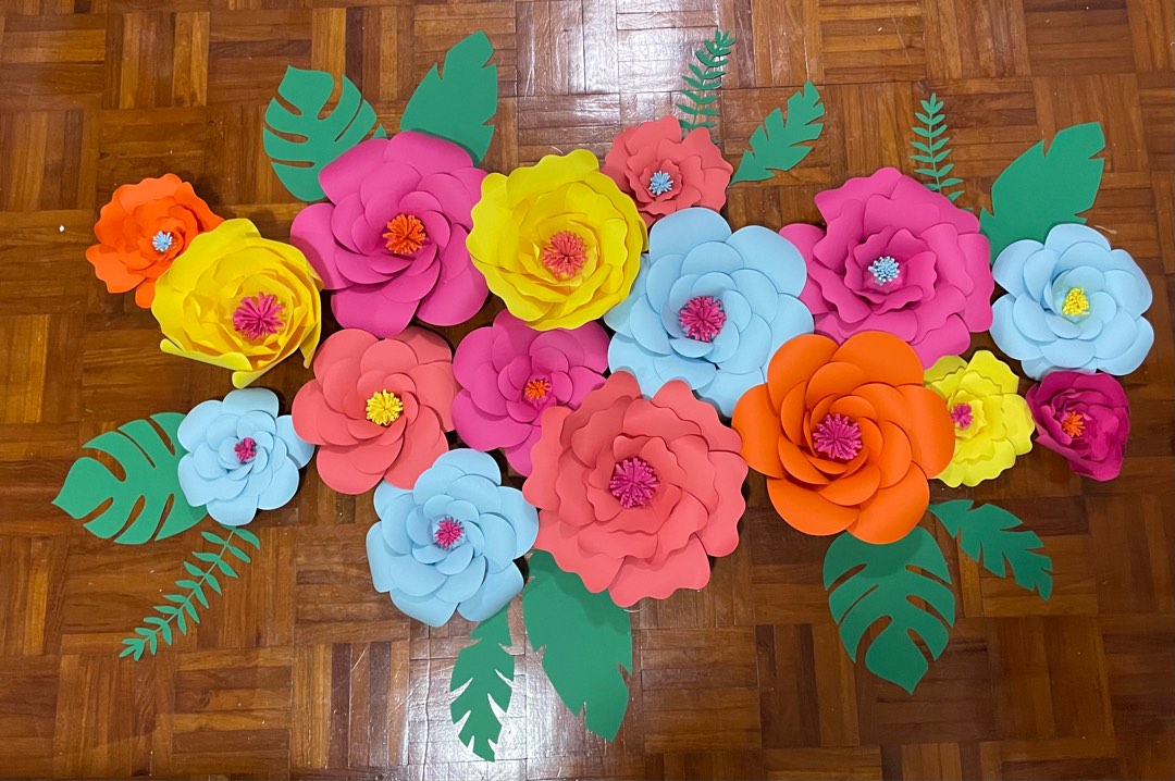 Customised Paper Flower Birthday Backdrop Decor, Hobbies & Toys ...
