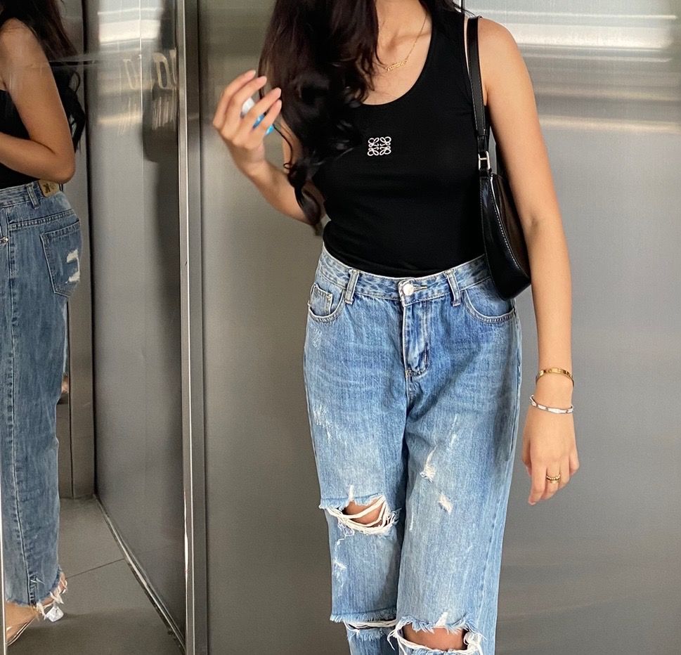 Denim pants (ripped) 27-28, Women's Fashion, Bottoms, Other Bottoms on ...