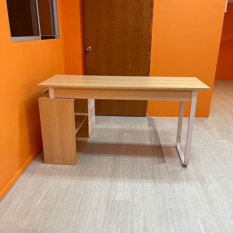 Desk L-Shape Office Table Study Table Light wood top&white leg New COD ...