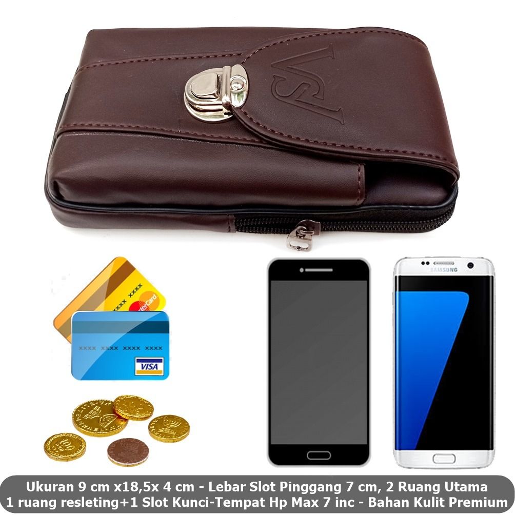 Dompet Kulit Hp Pinggang Pria Combi Key Kunci Max 7 ws Coffee, Fesyen ...