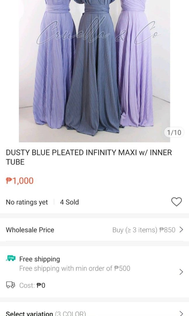 Dusty blue pleated infinity dress from cruella and co, Women's Fashion ...