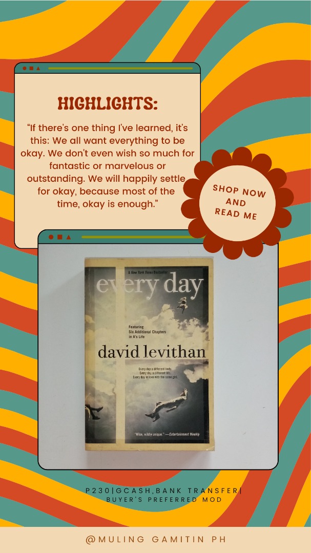 Everyday - David Levithan, Hobbies & Toys, Books & Magazines, Fiction ...