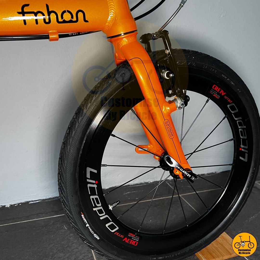 🟠 Fnhon Zephyr 18” • 9 Gears Shimano • Litepro Aero Wheelset • Folding ...