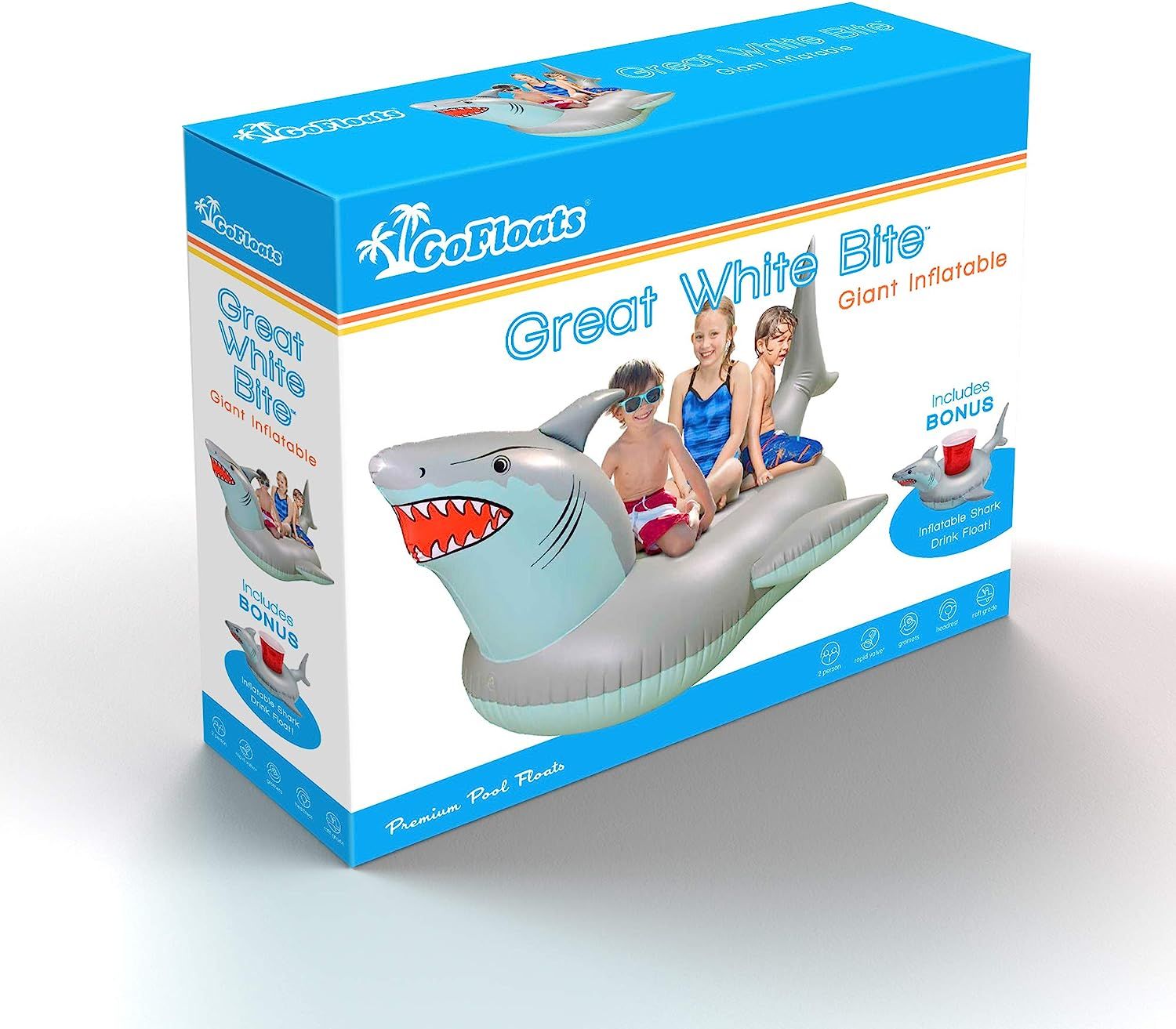 GoFloats 'Great White Bite' Shark Party Tube Inflatable Raft | Fun ...