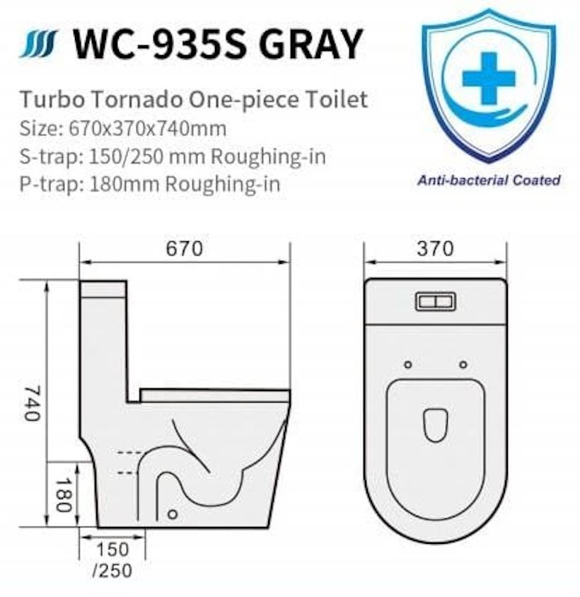 Gray Geberit Flushing Turbo Tornado Toilet Bowl & Stainless Steel Basin ...