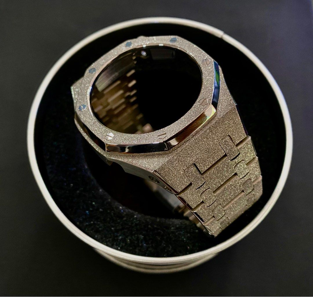 G-Shock GA2100 Casioak Frosted Silver Metal AP mod kit, Men's Fashion ...