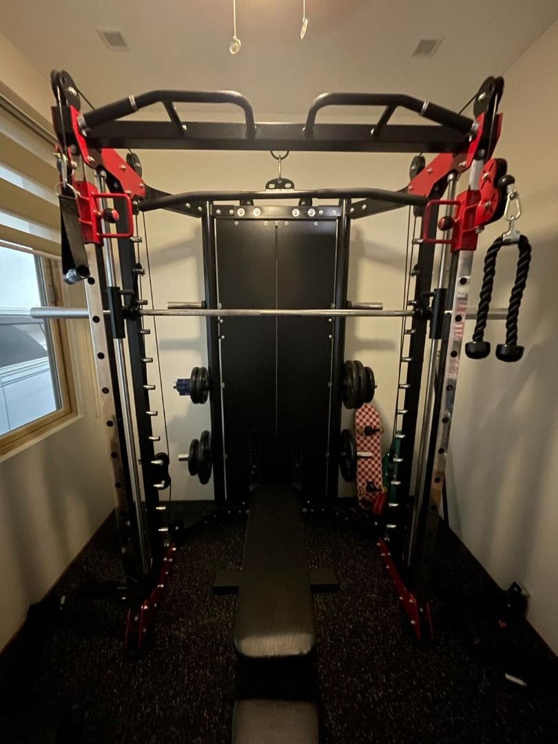 Gym Multi Functional Squat Rack Smith Machine with 100kg counterweight ...