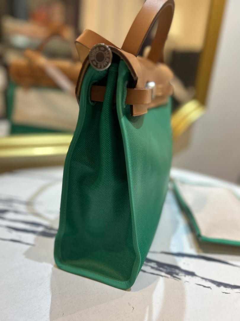 Hermes herbag shw green BN, Luxury, Bags & Wallets on Carousell
