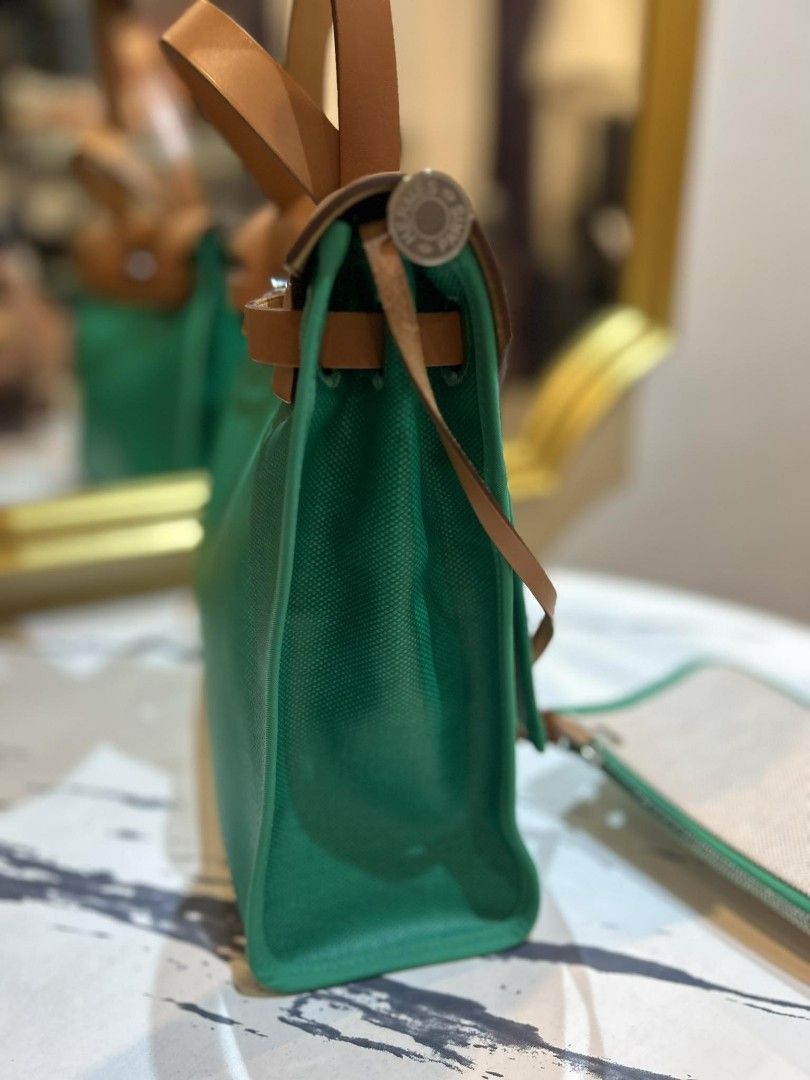 Hermes herbag shw green BN, Luxury, Bags & Wallets on Carousell