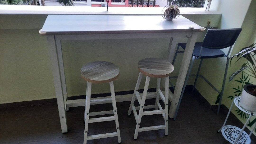High Stool table + 2 stools, Furniture & Home Living, Furniture, Tables ...