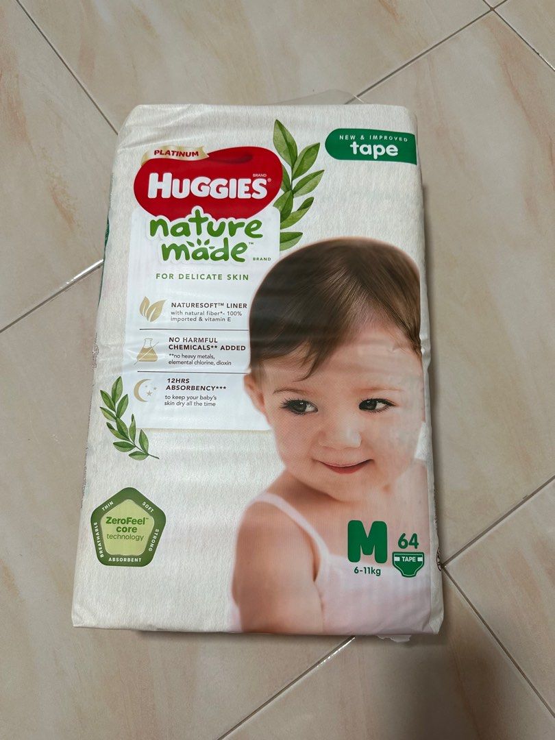 Huggies Naturemade tape diapers in M size, Babies & Kids, Bathing & Changing, Diapers & Baby ...