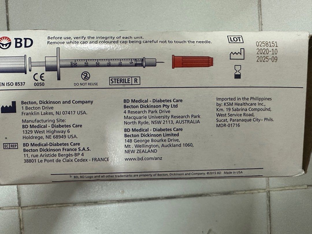 Insulin syringe 6mm x 0.3mL (1 packet $2), Health & Nutrition, Medical ...