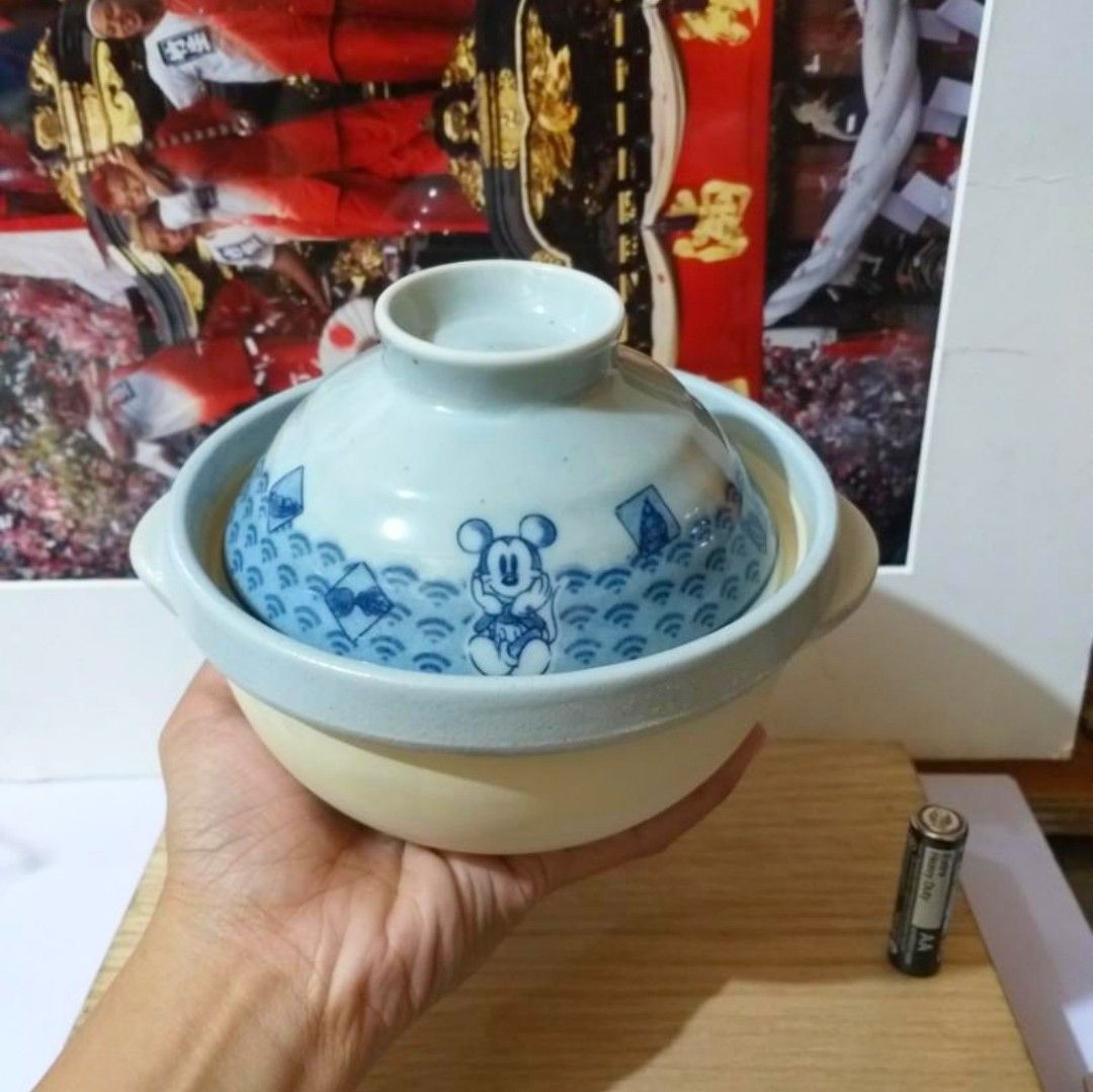 Japan ceramic character mugs saucer mini plate collectible claypot bow ...