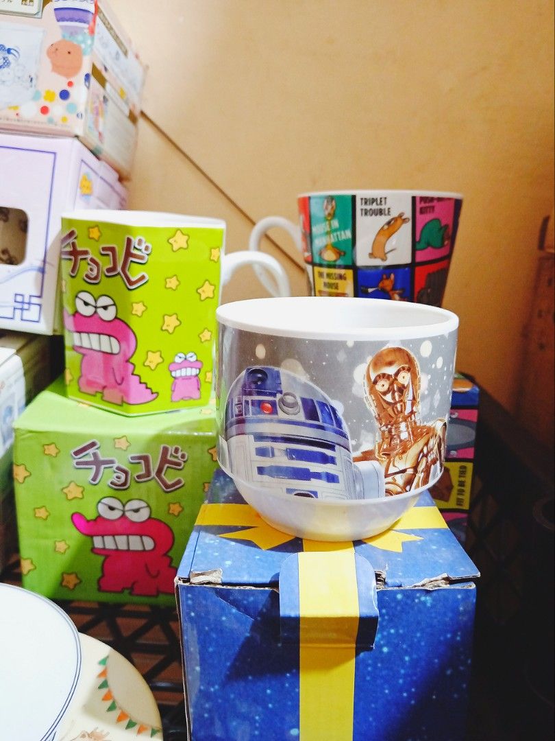 Japan ceramic character mugs saucer mini plate collectible claypot bow ...