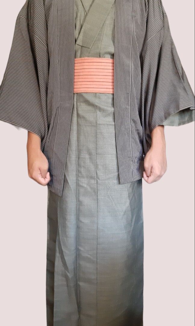 Japanese Kimono For Men With Haori and Obi, Men's Fashion, Tops & Sets ...