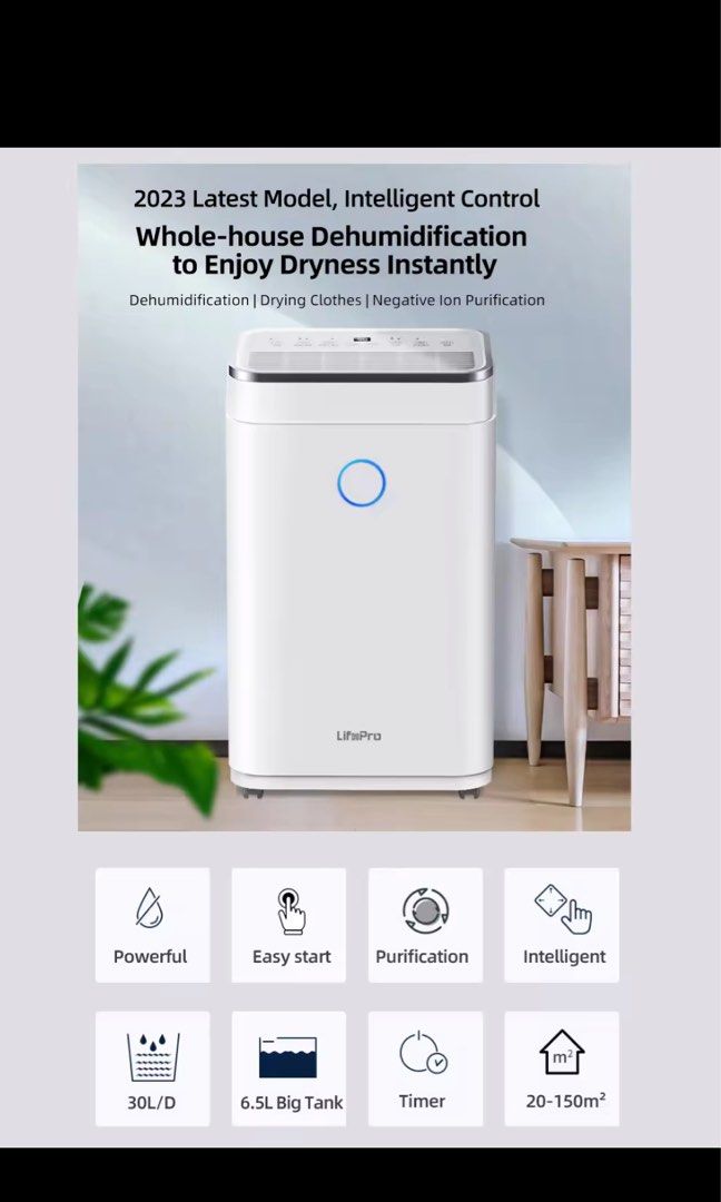 lifepro DH30 30L dehumidifier, 6.5L water tank, TV & Home Appliances, Air Purifiers ...