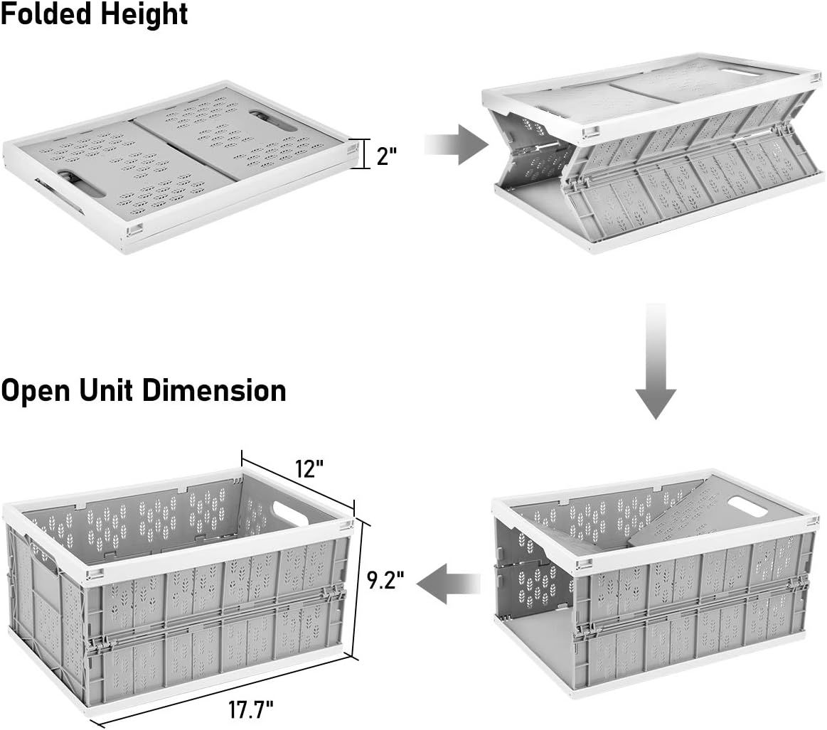Livememory Collapsible Storage Crates, Foldable Crates, 31 Liters ...