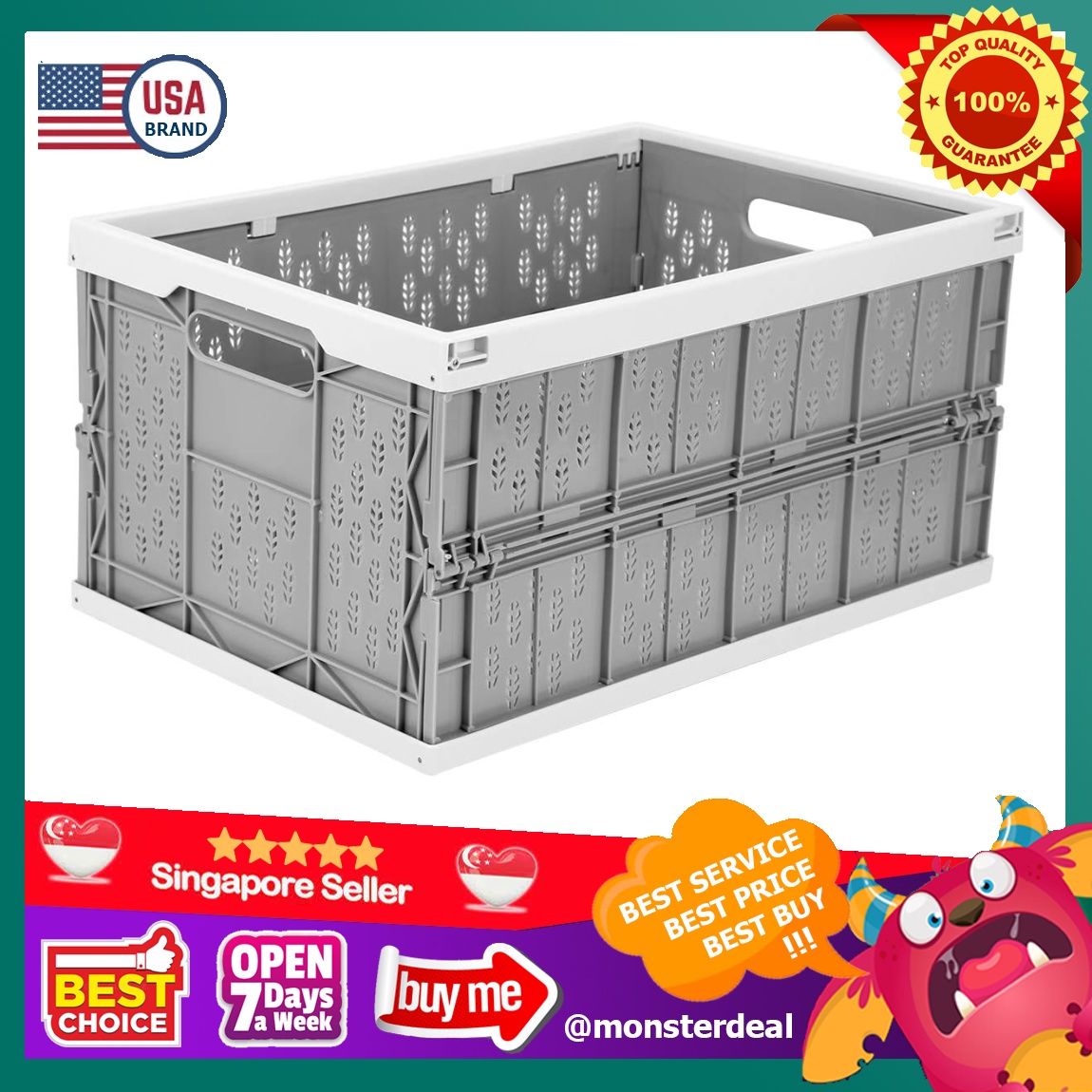 Livememory Collapsible Storage Crates, Foldable Crates, 31 Liters ...