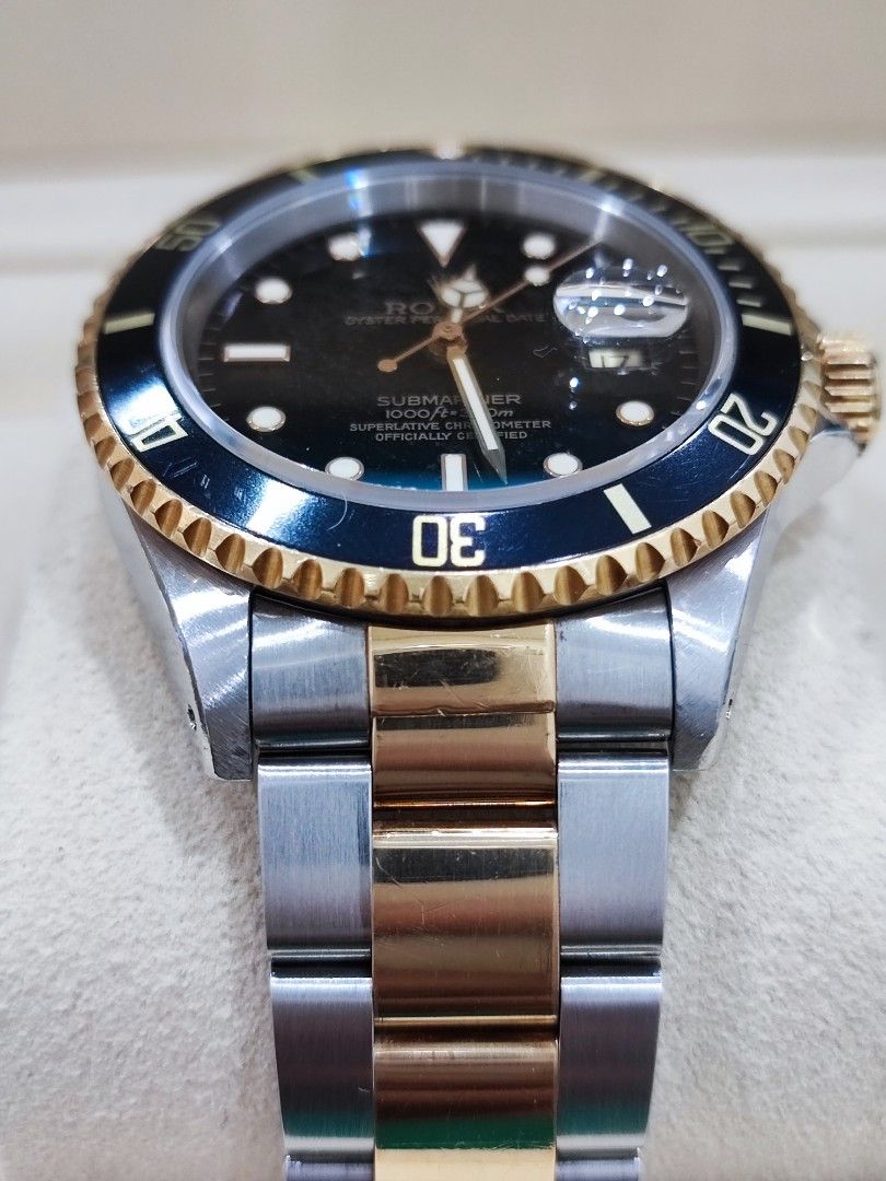 MSKL JOHAN ROLEX 16613 Submariner 18K Yellow Gold Steel Patina T25 RSC ...