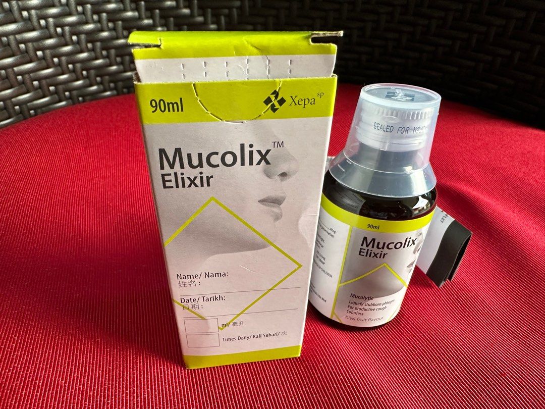 Mucolix Elixir for Stubborn Phlegm 90ml, Health & Nutrition, Medical ...